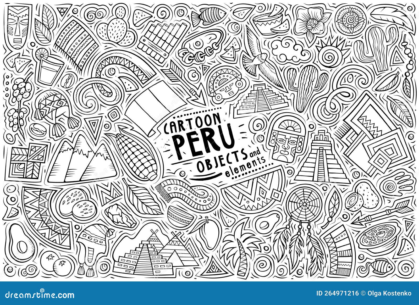 Set of Peru Traditional Symbols and Objects Stock Illustration ...