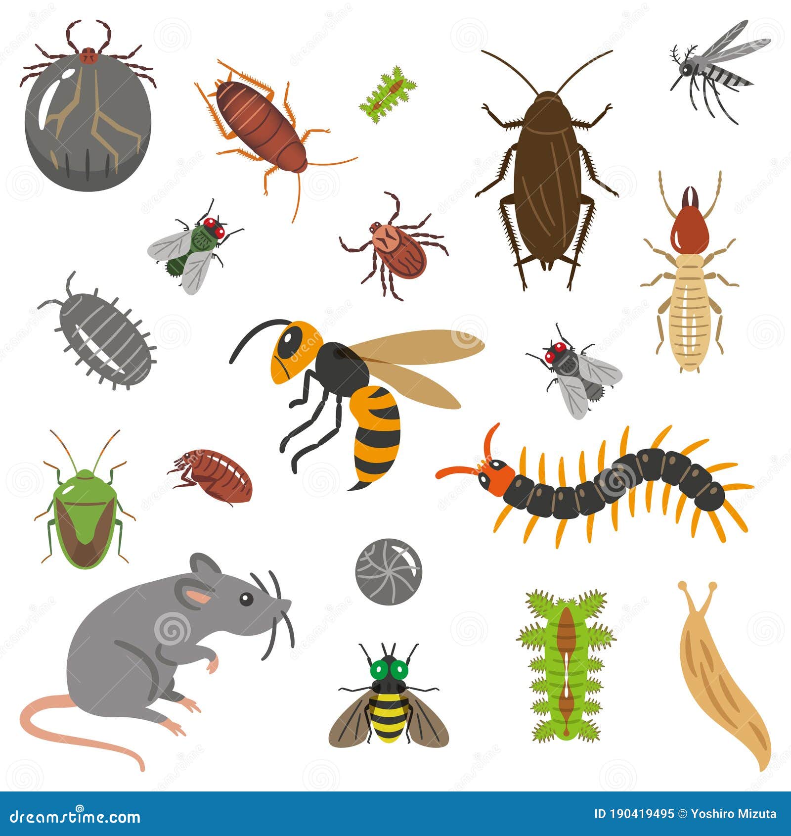 Set of Pests and Pests Illustration Stock Vector - Illustration of mice ...