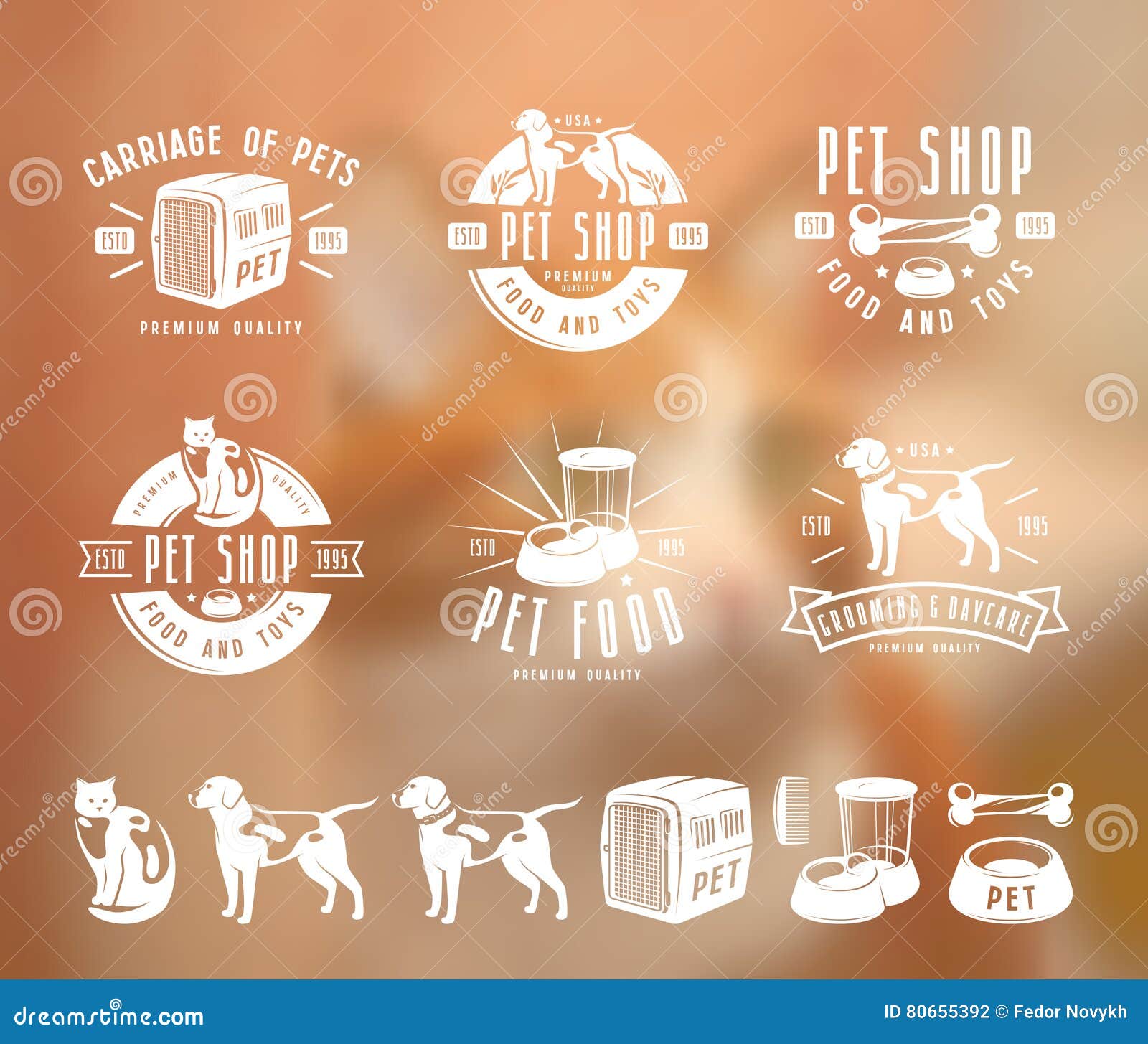 Set of Pet Care Labels, Badges and Design Elements Stock Vector ...