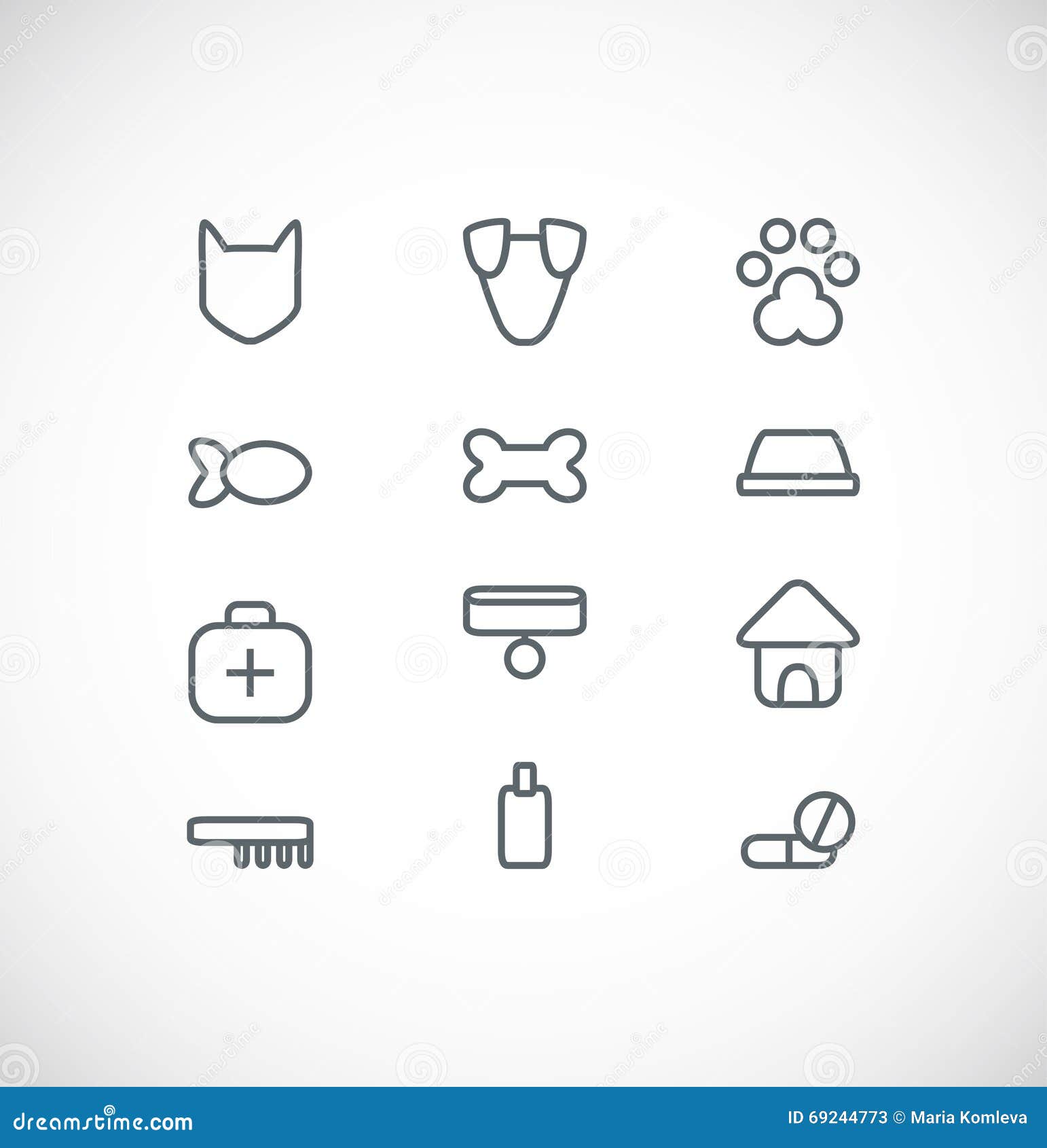 Set of pet icons stock vector. Illustration of icons - 69244773