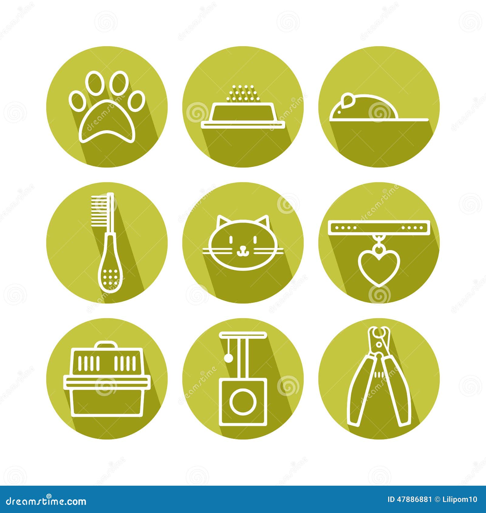 Set of Pets Icons, Cat Symbols Stock Vector - Illustration of icon ...