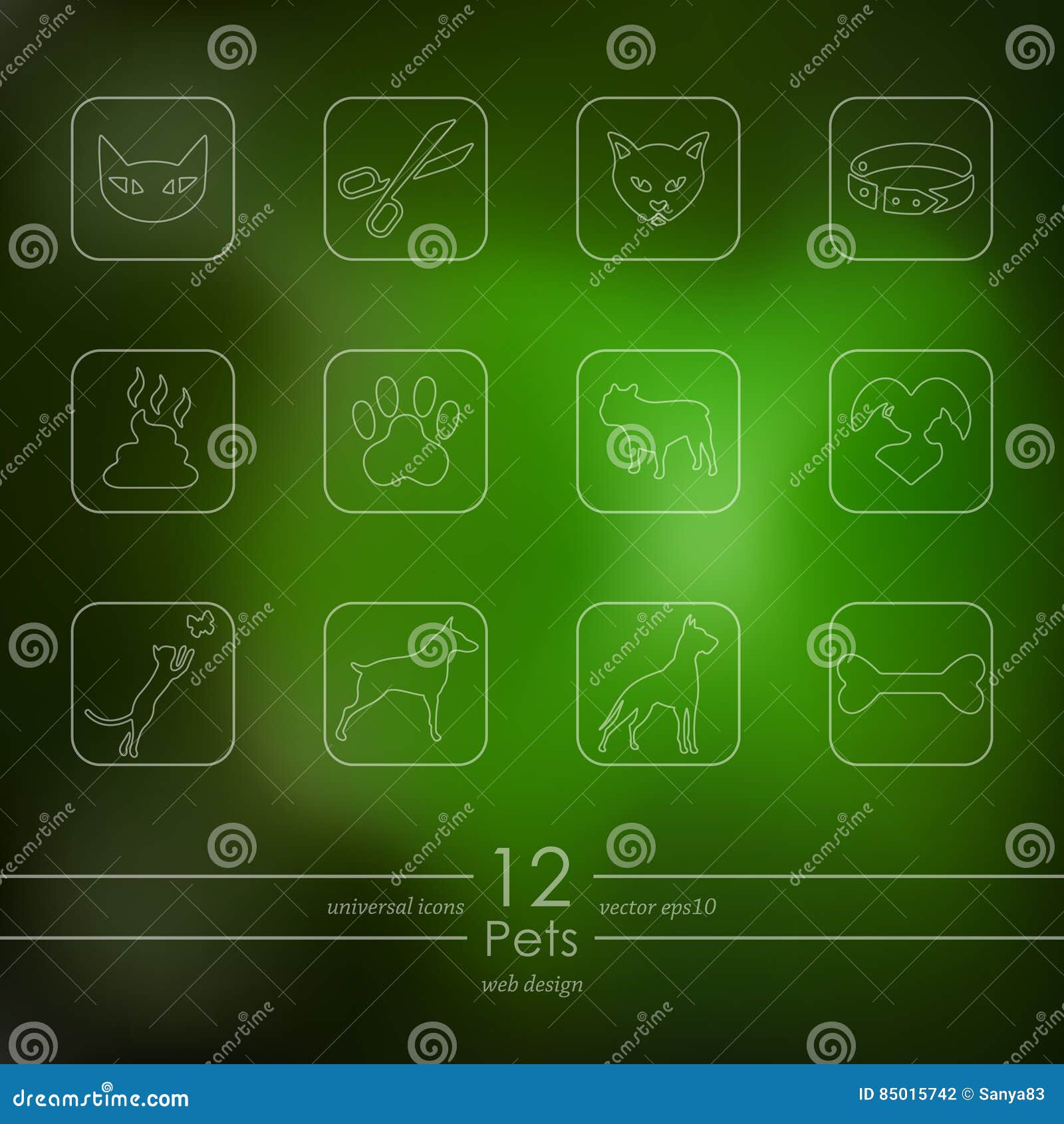 Set of pets icons stock vector. Illustration of abstract - 85015742