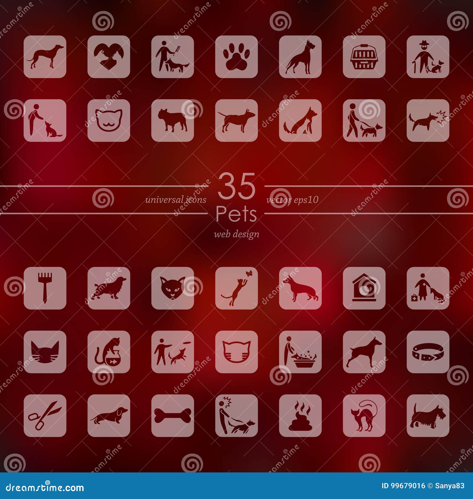 Set of pets icons stock vector. Illustration of food - 99679016