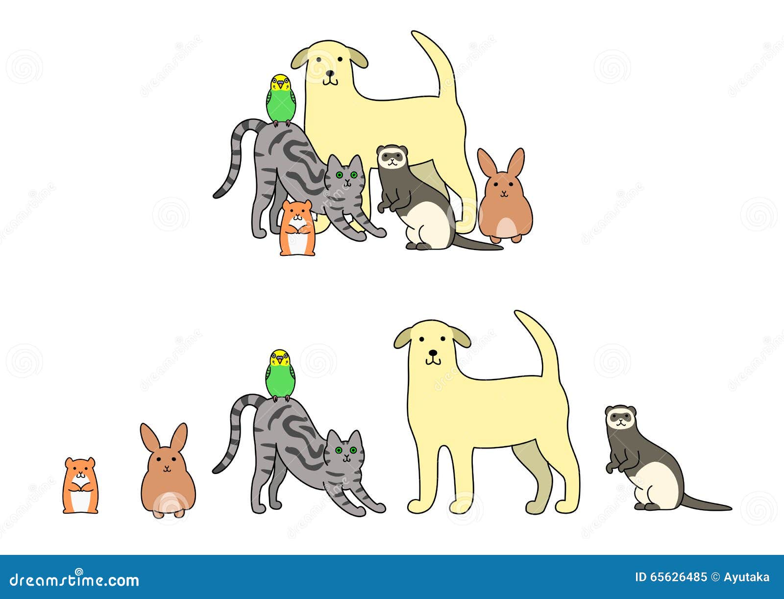 Set of pets illustration stock vector. Illustration of drawn - 65626485