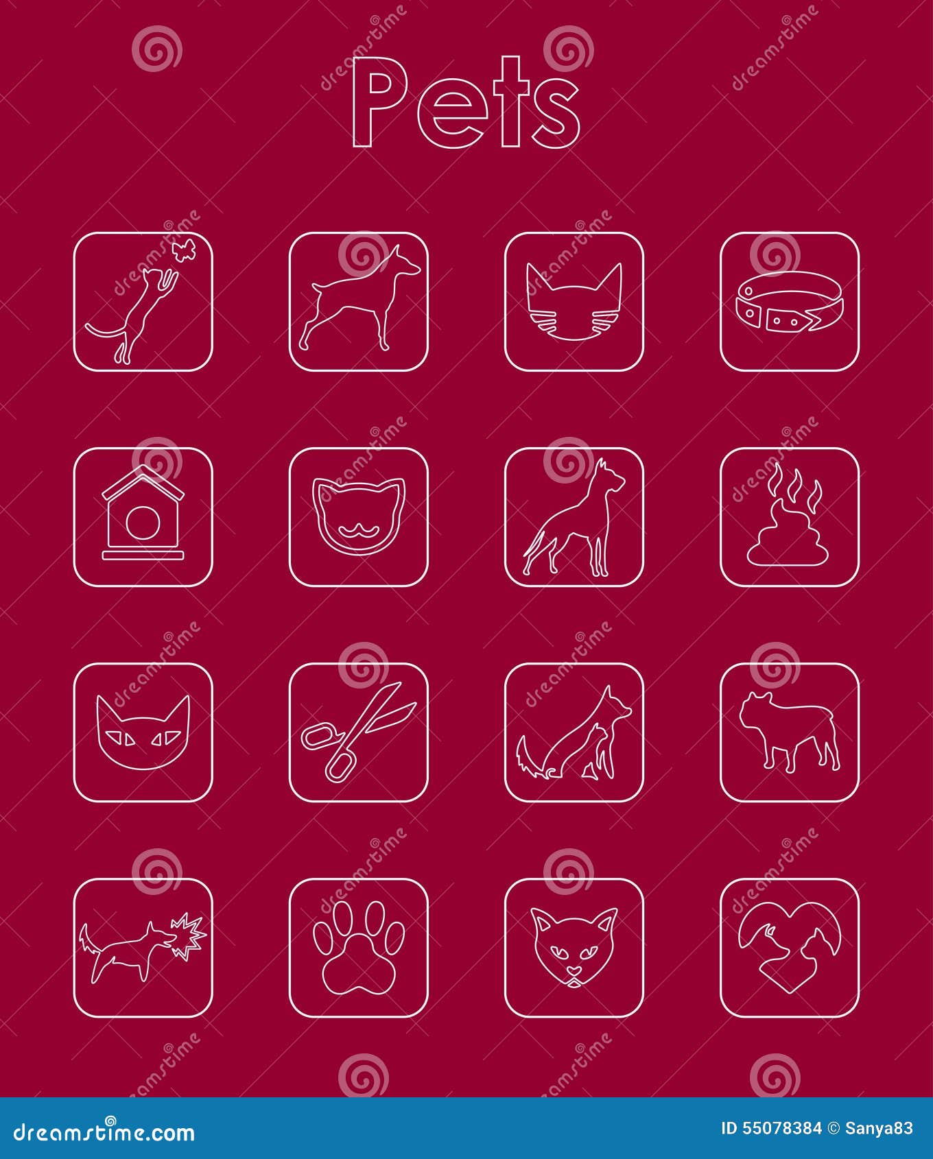 Set of pets simple icons stock vector. Illustration of sticker - 55078384