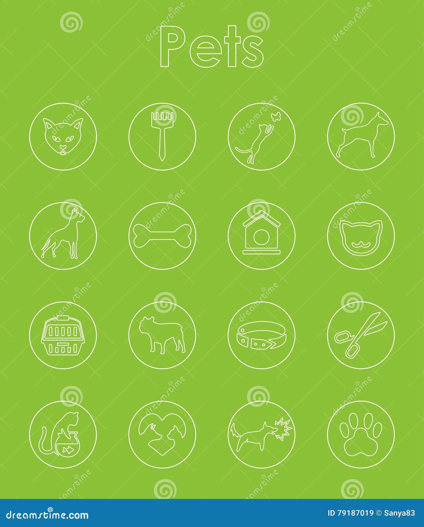 Set of pets simple icons stock vector. Illustration of pets - 79187019