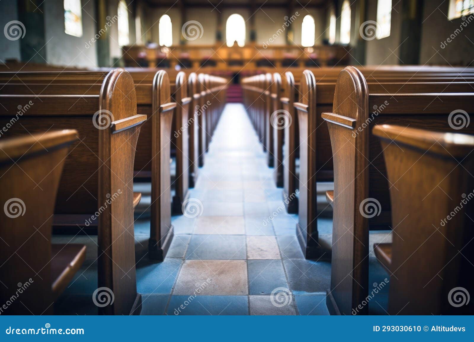 A Set of Pew Rows in an Empty Church Stock Photo - Image of sacred ...