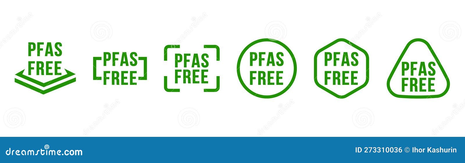 Set of PFAS Free Sign. PFC is Prohibited, a Perfluorinated Compound ...