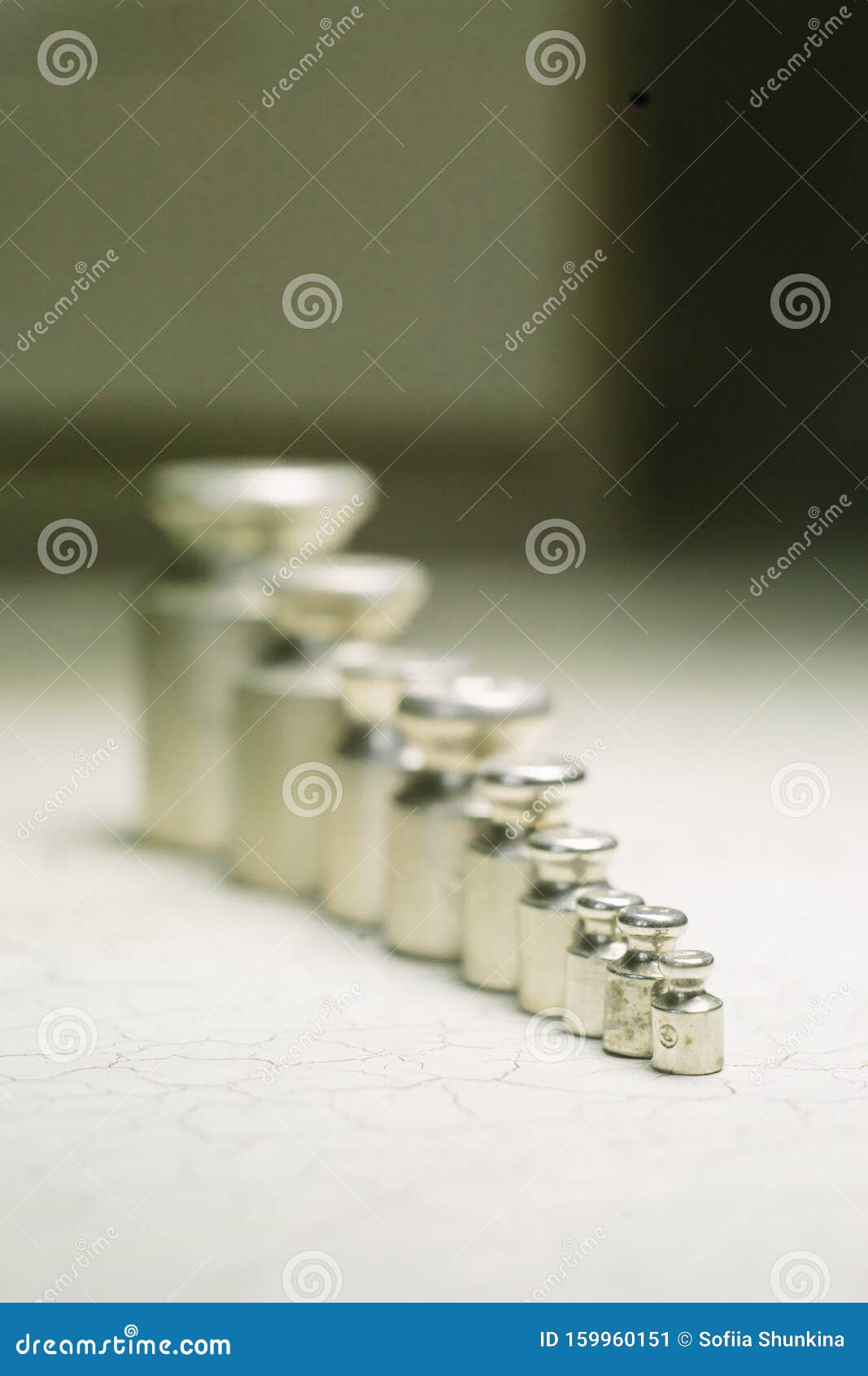 Set Of Pharmacy Laboratory Precision Weights For A Balance Scale On An ...