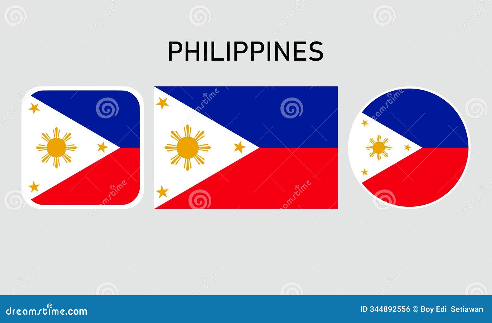 A Set of Phillipines Flags in Square, Rectangular and Round Shapes ...