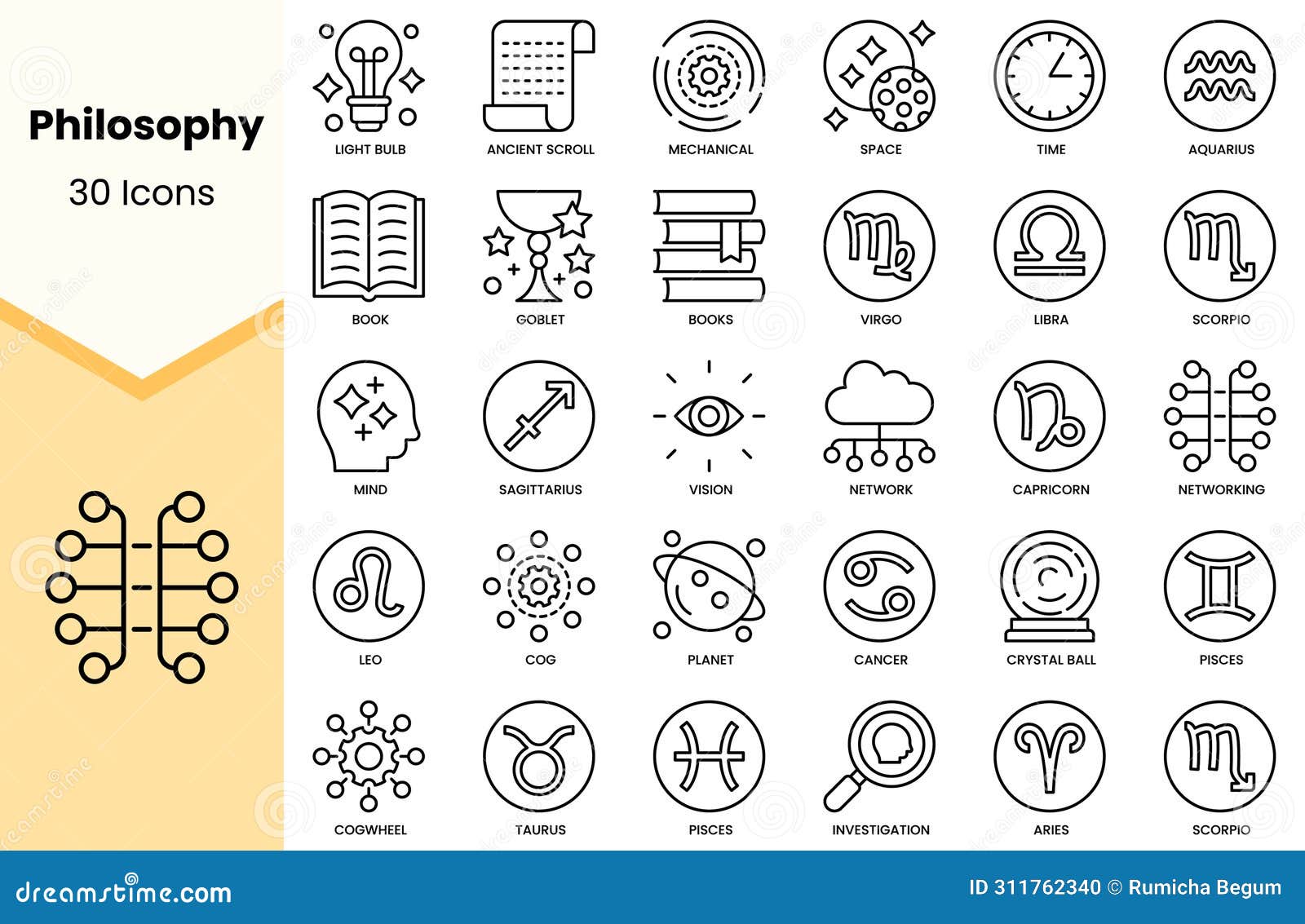Set of Philosophy Icons. Simple Line Art Style Icons Pack Stock Vector ...