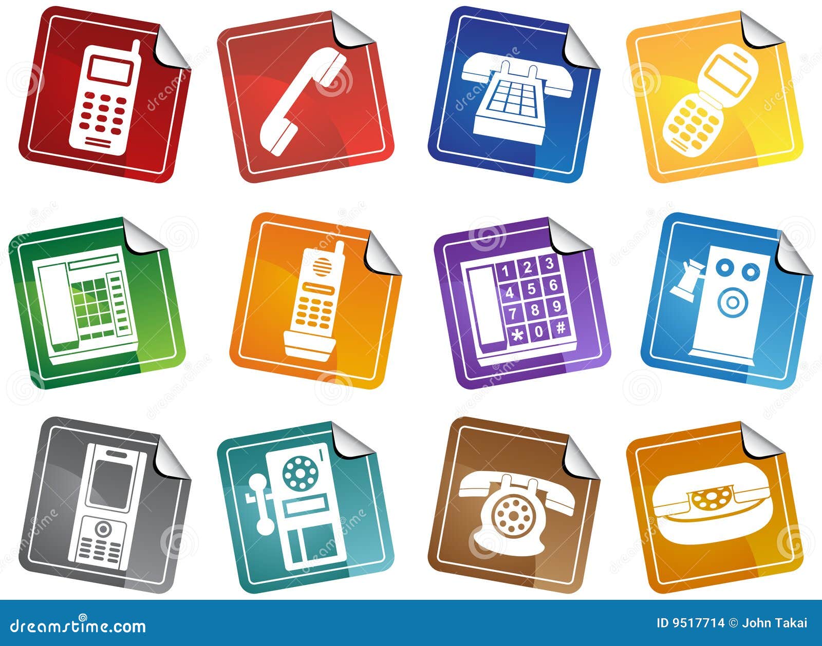Set of Phone Buttons - Sticker Stock Vector - Illustration of clipart ...