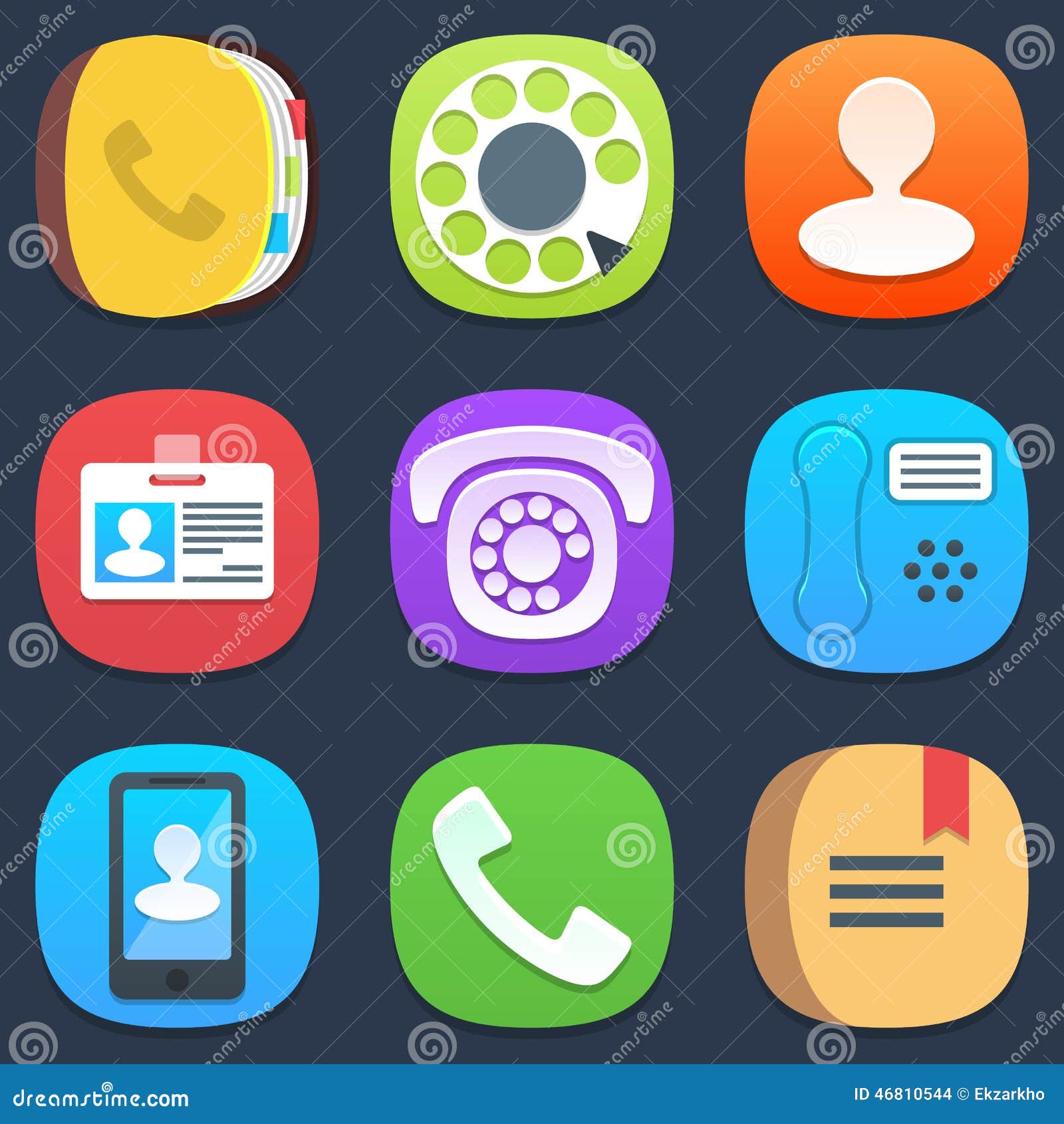 Set of Phone and Contacts Mobile Icons in Flat Stock Vector ...