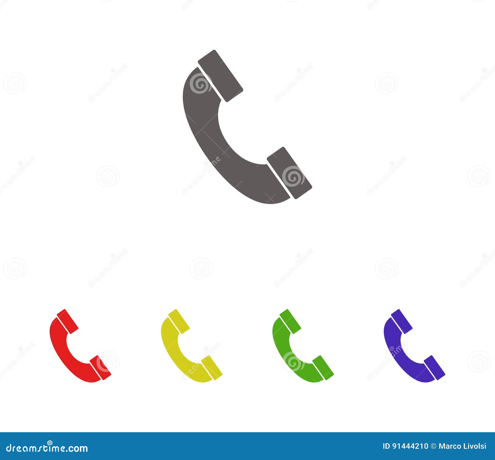 Set of phone handset icons stock illustration. Illustration of isolated ...