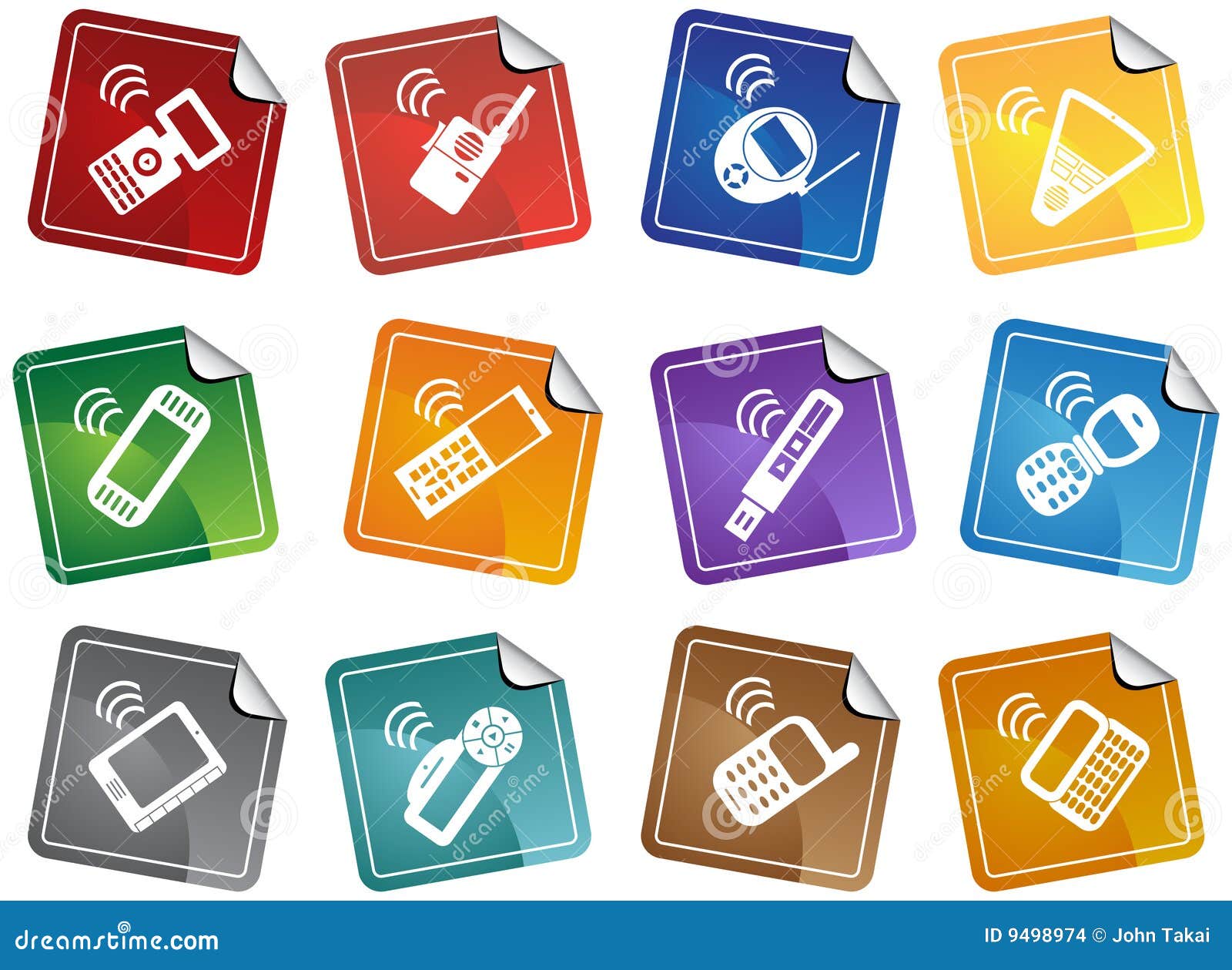 Set of Phone Icons - Stickers Stock Vector - Illustration of design ...