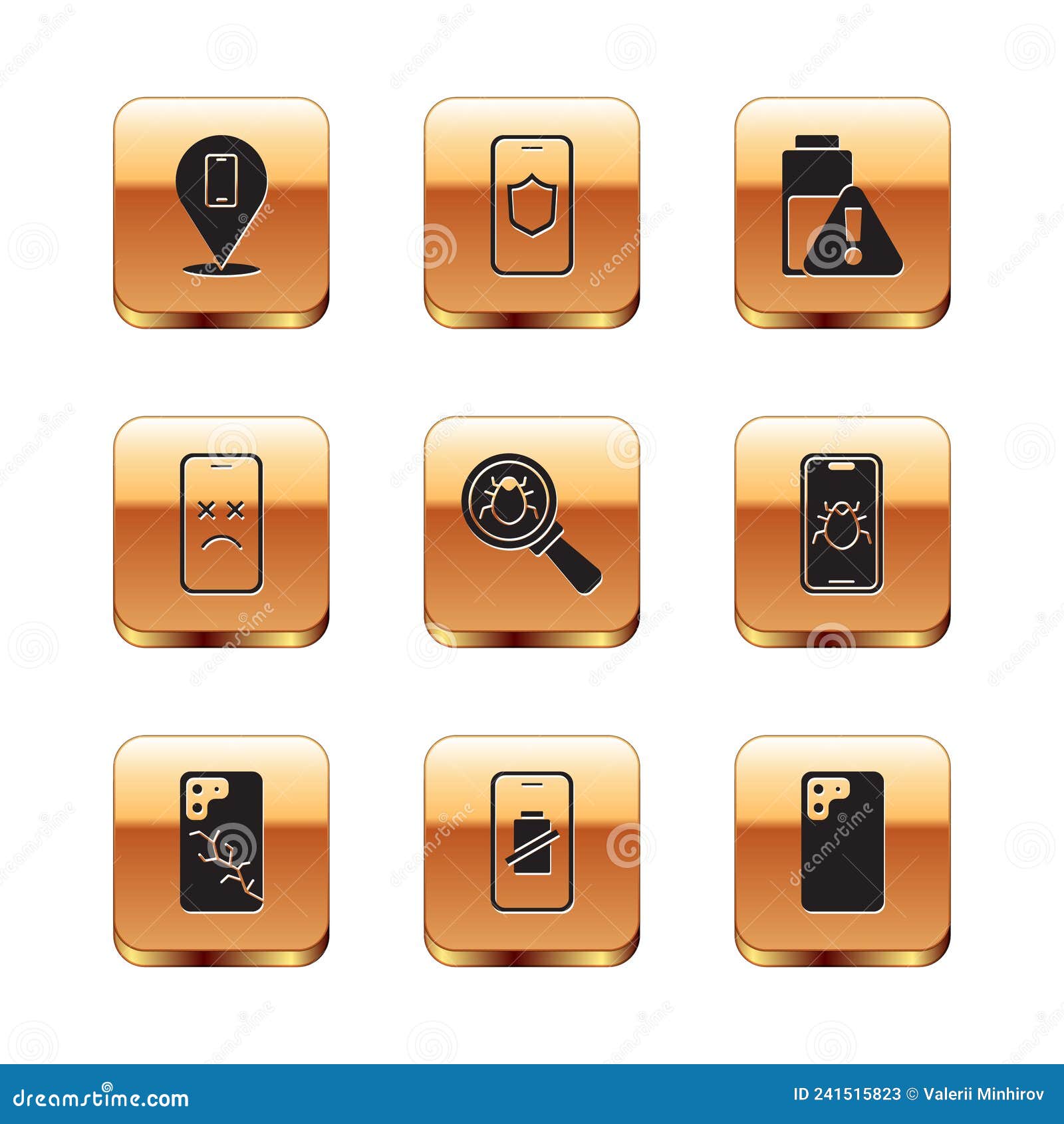 Set Phone Repair Service, Mobile with Broken Screen, Smartphone Battery ...