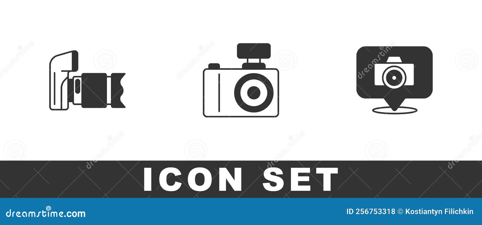 Set Photo Camera, and Icon. Vector Stock Vector - Illustration of ...