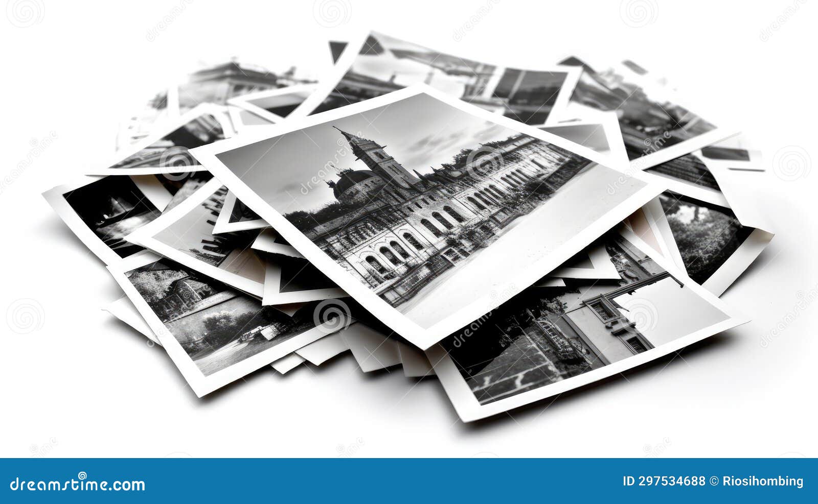 Set of Photo Collection Prints Black and White Isolated on White Stock ...