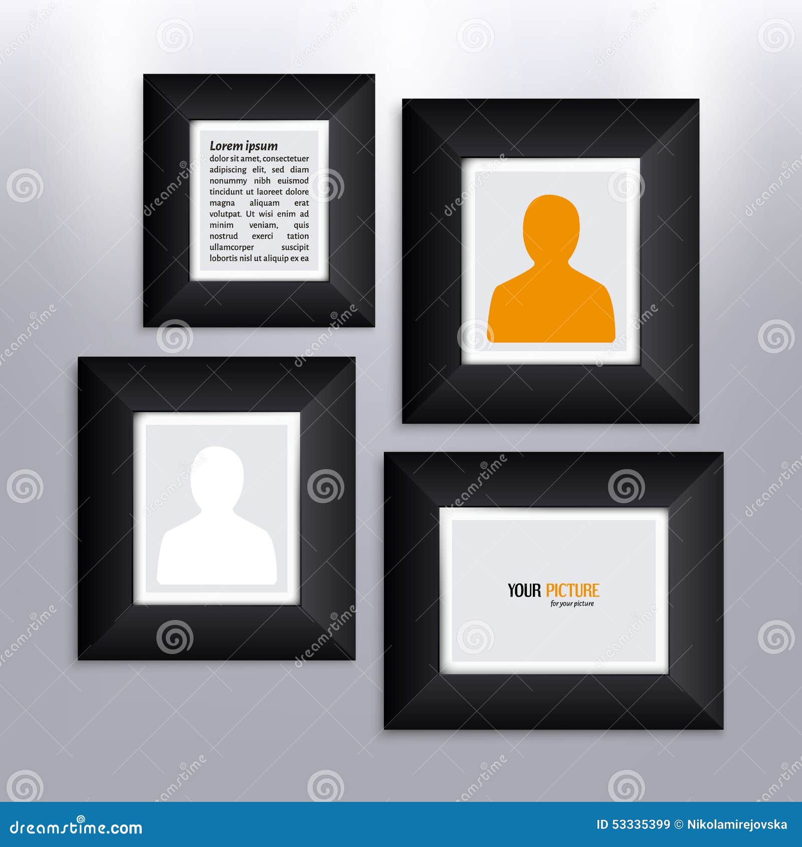 Set of Photo Frames on the Wall Stock Vector - Illustration of card ...