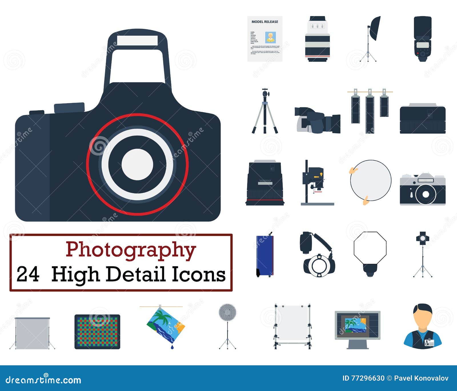 Set of 24 Photography Icons Stock Vector - Illustration of equipment ...