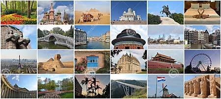 A Set of Photos from Different Countries Stock Photo - Image of ...