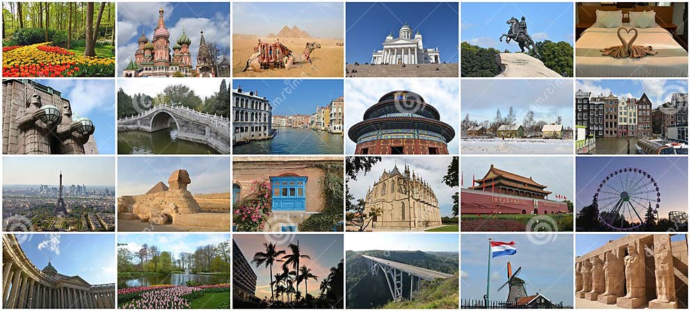 A Set of Photos from Different Countries Stock Photo - Image of ...