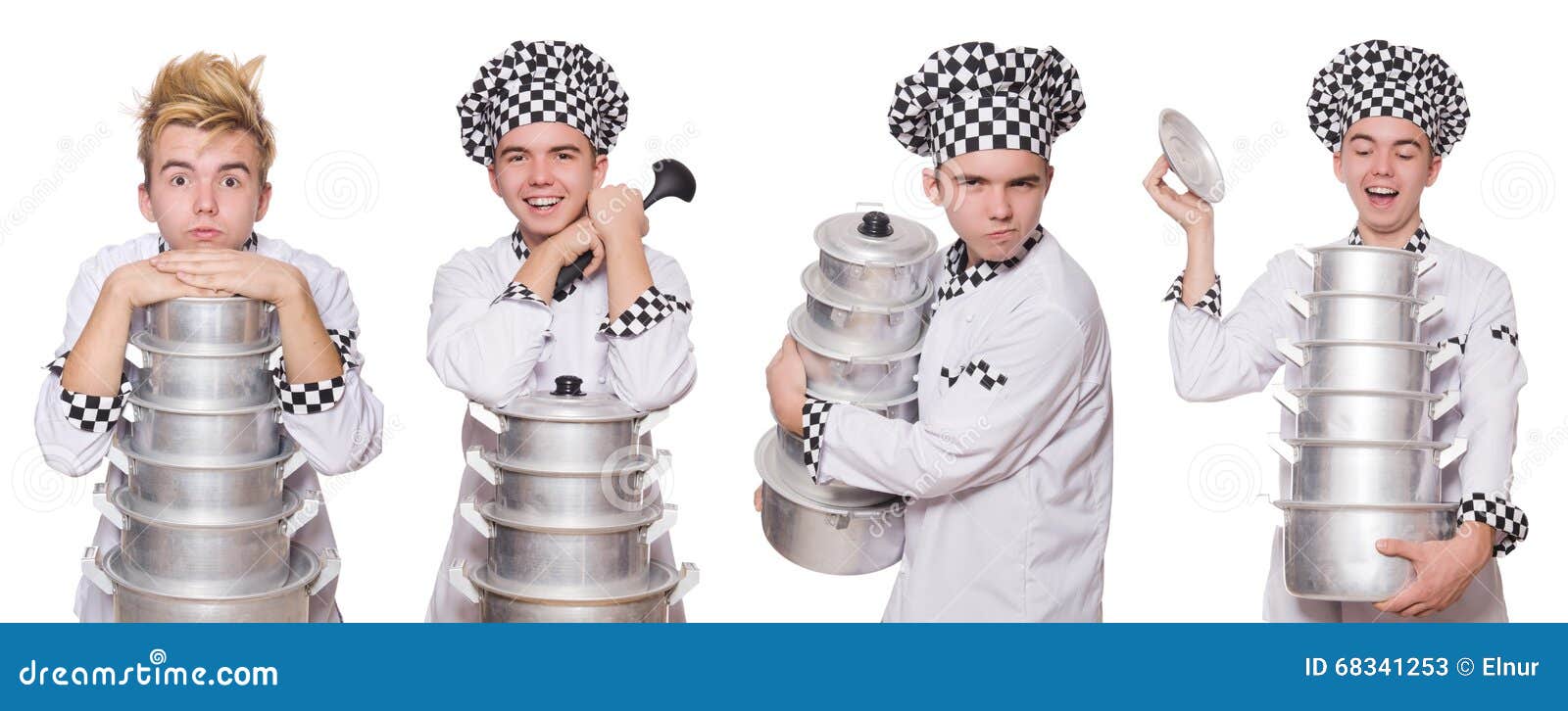The Set of Photos with Funny Cook Stock Image - Image of composite ...