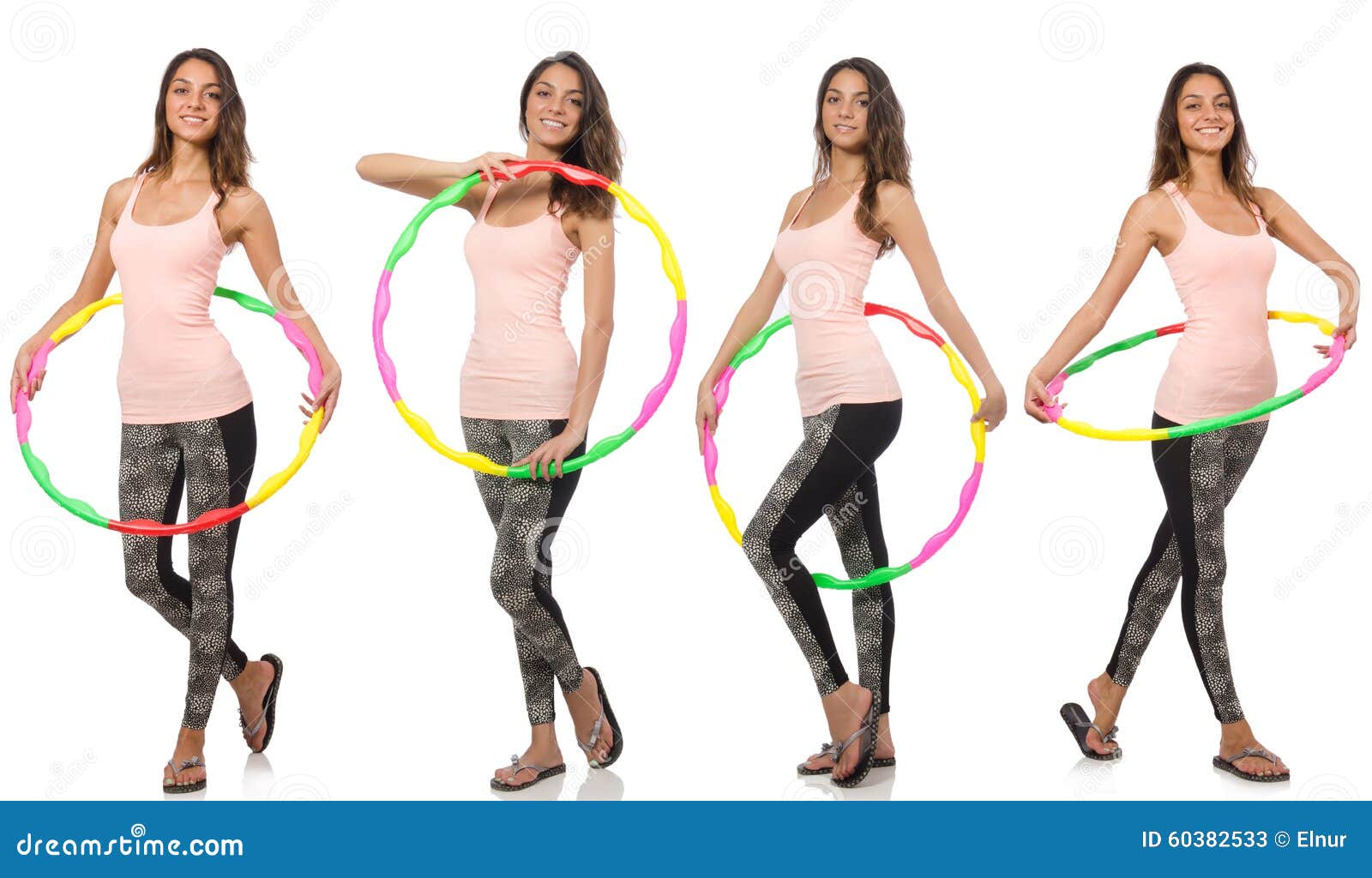 Set of Photos with Woman and Hula Hoop Stock Image - Image of ...
