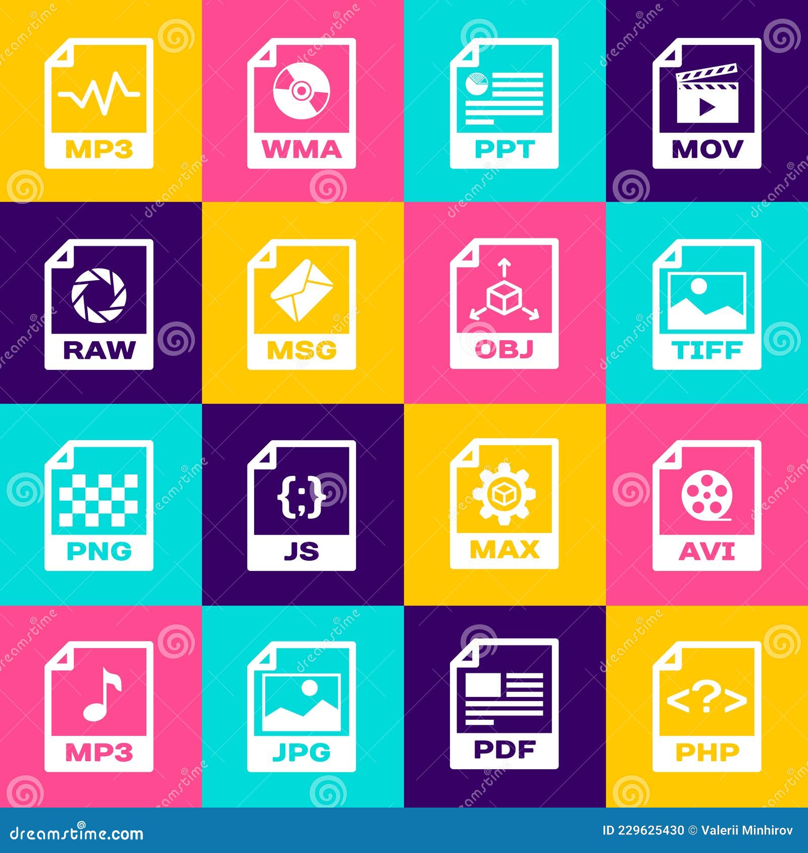 Set PHP File Document, AVI, TIFF, PPT, MSG and RAW Icon. Vector Stock ... Set PHP File Document, AVI, TIFF, PPT, MSG and RAW Icon. Vector Stock ...