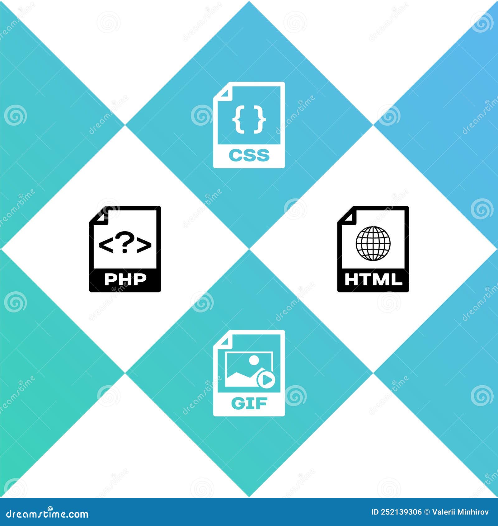 Set Php File Document Gif Css Y Html. Vector Ilustración del Vector - Ilustración de flecha ...