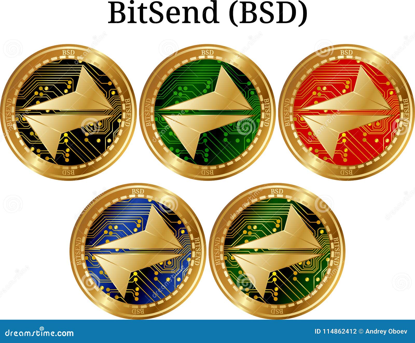 Set of Physical Golden Coin BitSend BSD Stock Vector - Illustration of ...