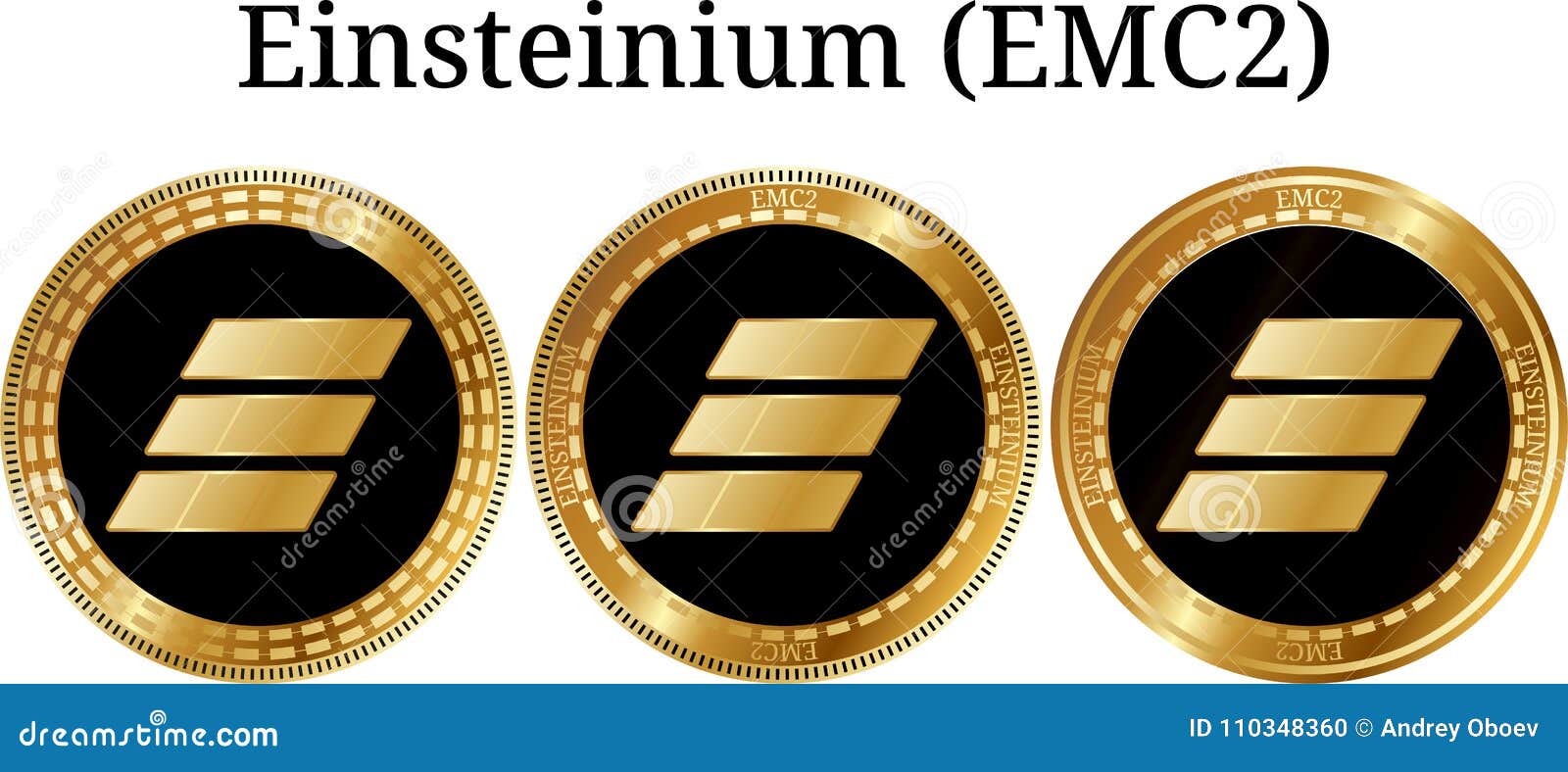 Set of Physical Golden Coin Einsteinium EMC2 Editorial Image ... Set of Physical Golden Coin Einsteinium EMC2 Editorial Image ...
