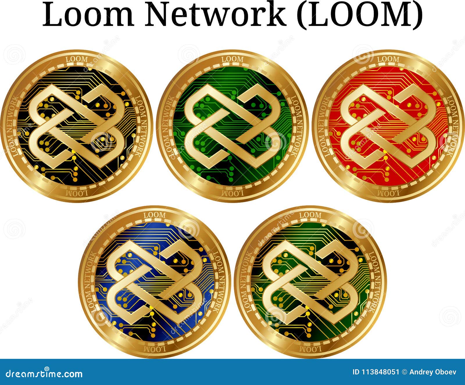 Set of Physical Golden Coin Loom Network (LOOM) Stock Illustration ... Set of Physical Golden Coin Loom Network (LOOM) Stock Illustration ...