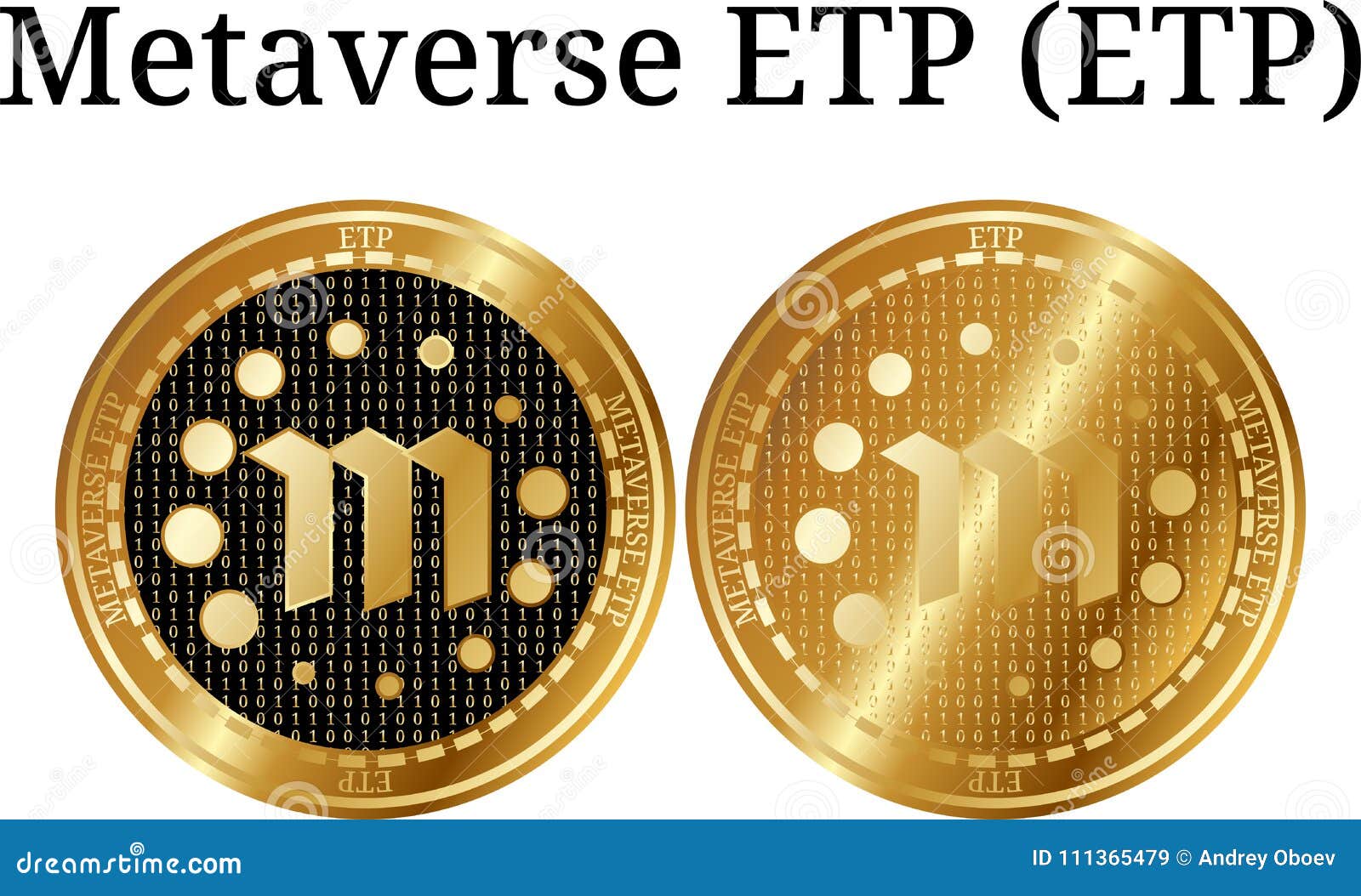 Set Of Physical Golden Coin Metaverse Etp Etp Stock Vector