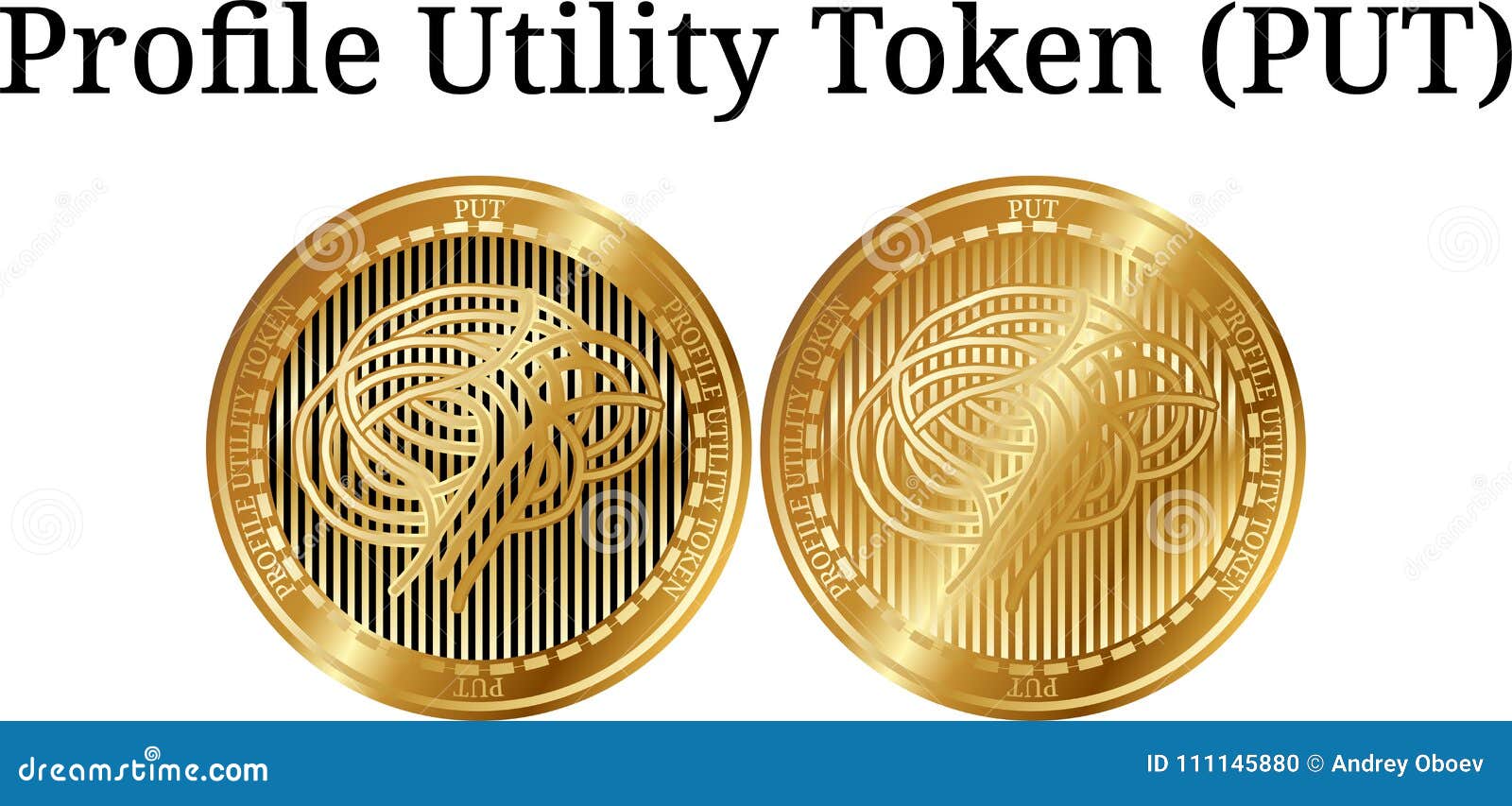Set of Physical Golden Coin Profile Utility Token PUT Stock Vector ...