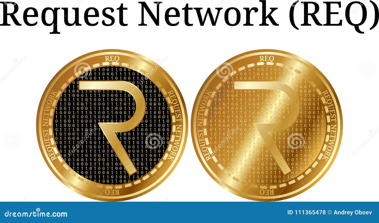 Set of Physical Golden Coin Request Network REQ Stock Vector ...