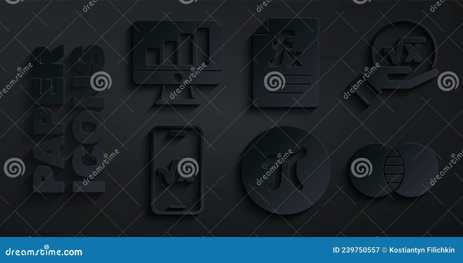 Set Pi Symbol, Square Root of X Glyph, Mathematics Sets a and B ...