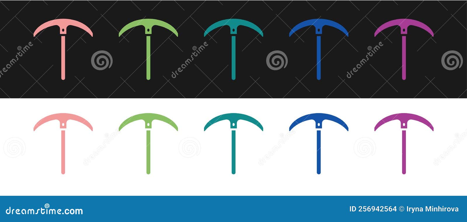 Set Pickaxe Icon Isolated on Black and White Background. Vector Stock ...