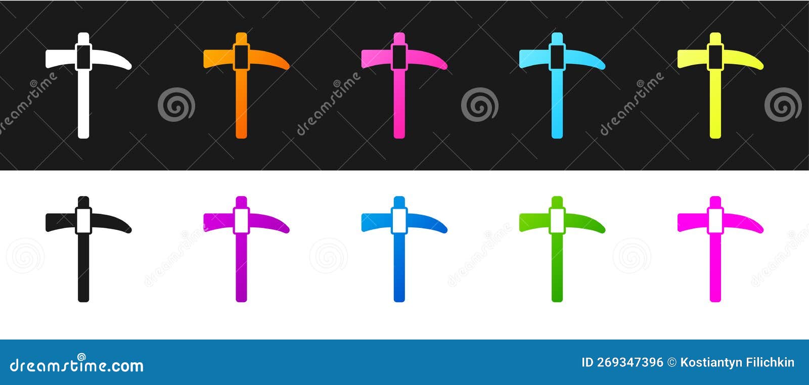 Pickaxe Icon In Monochrome Style Isolated On White Background. Mine ...