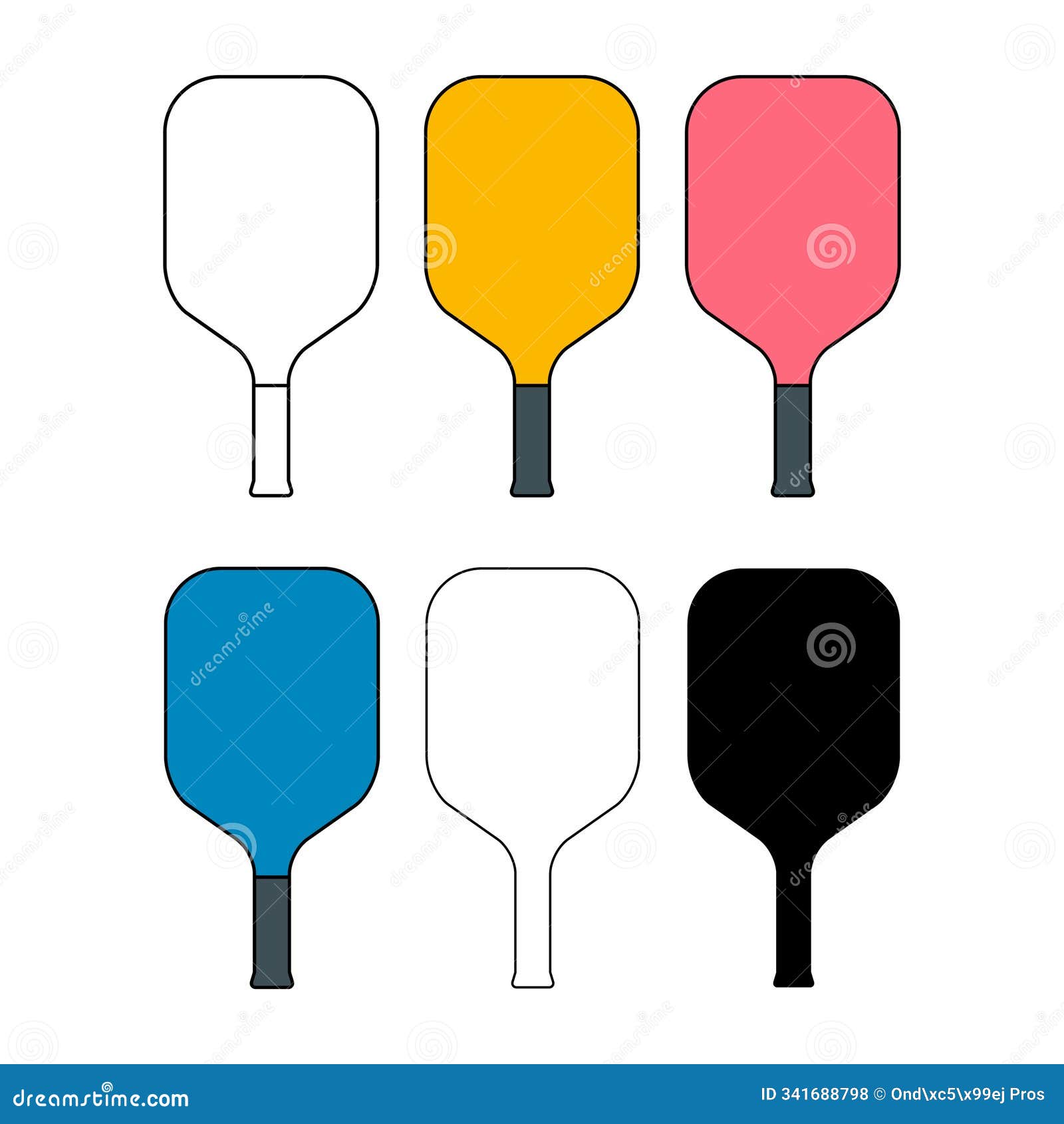 Set of Pickleball Racket Sport, Indoor Paddle Icon, Web Flat Symbol ...