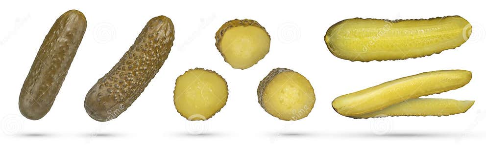 Set of Pickles on a White Isolated Background. Pickled Cucumbers of ...
