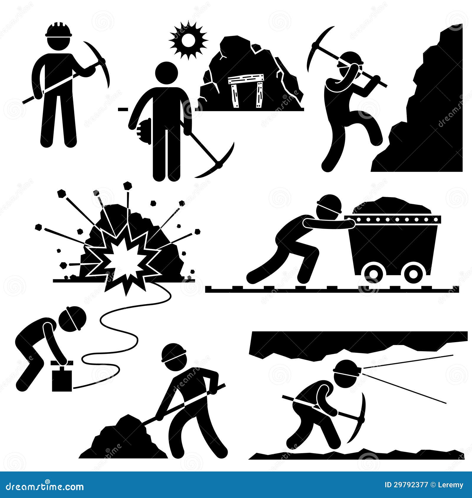 Mining Worker Miner Labor People Pictogram Stock Vector - Illustration ...