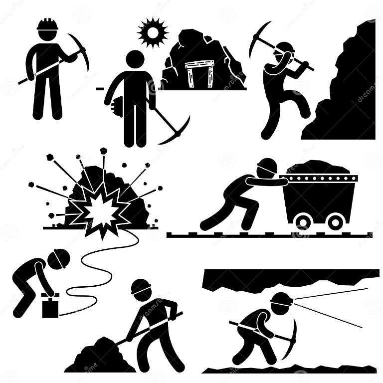 Mining Worker Miner Labor People Pictogram Stock Vector - Illustration ...