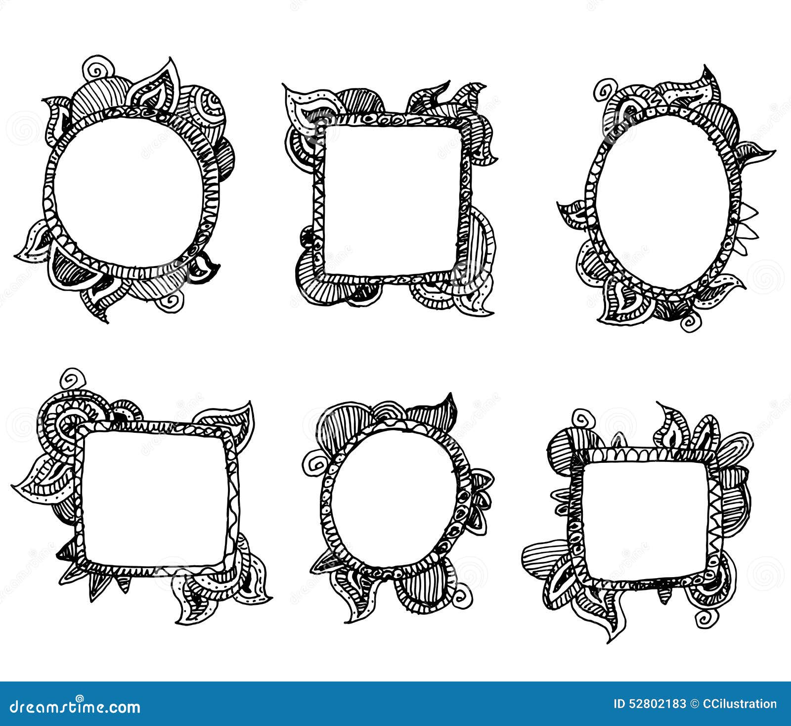 Set Picture Frames, Hand Drawn Vector Illustration. Stock Vector ...