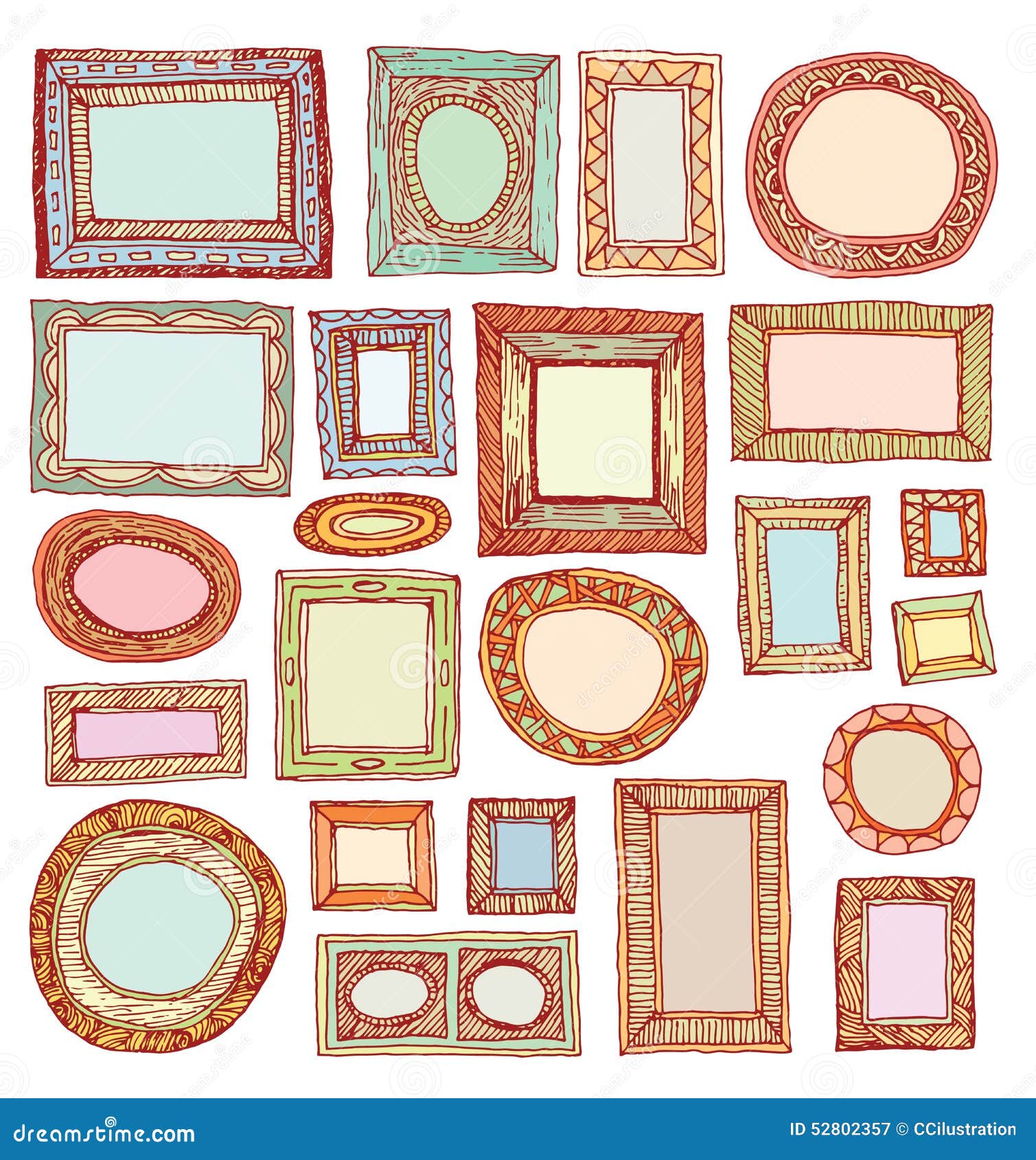 Set Picture Frames, Hand Drawn Vector Illustration. Stock Vector ...