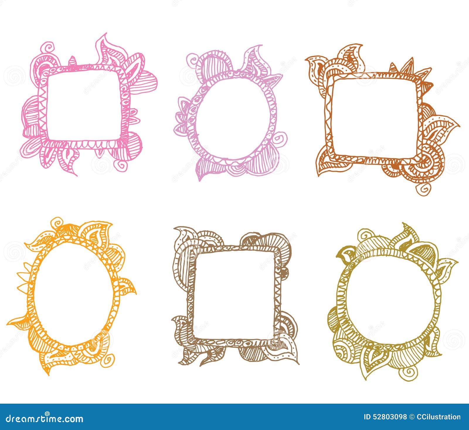 Set Picture Frames, Hand Drawn Vector Illustration. Stock Vector ...