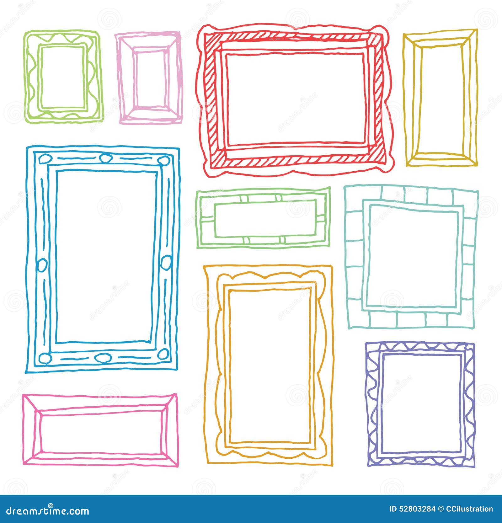 Set Picture Frames, Hand Drawn Vector Illustration. Stock Vector ...