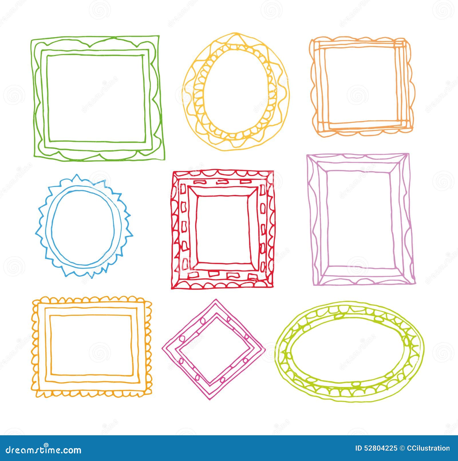 Set Picture Frames, Hand Drawn Vector Illustration. Stock Vector ...