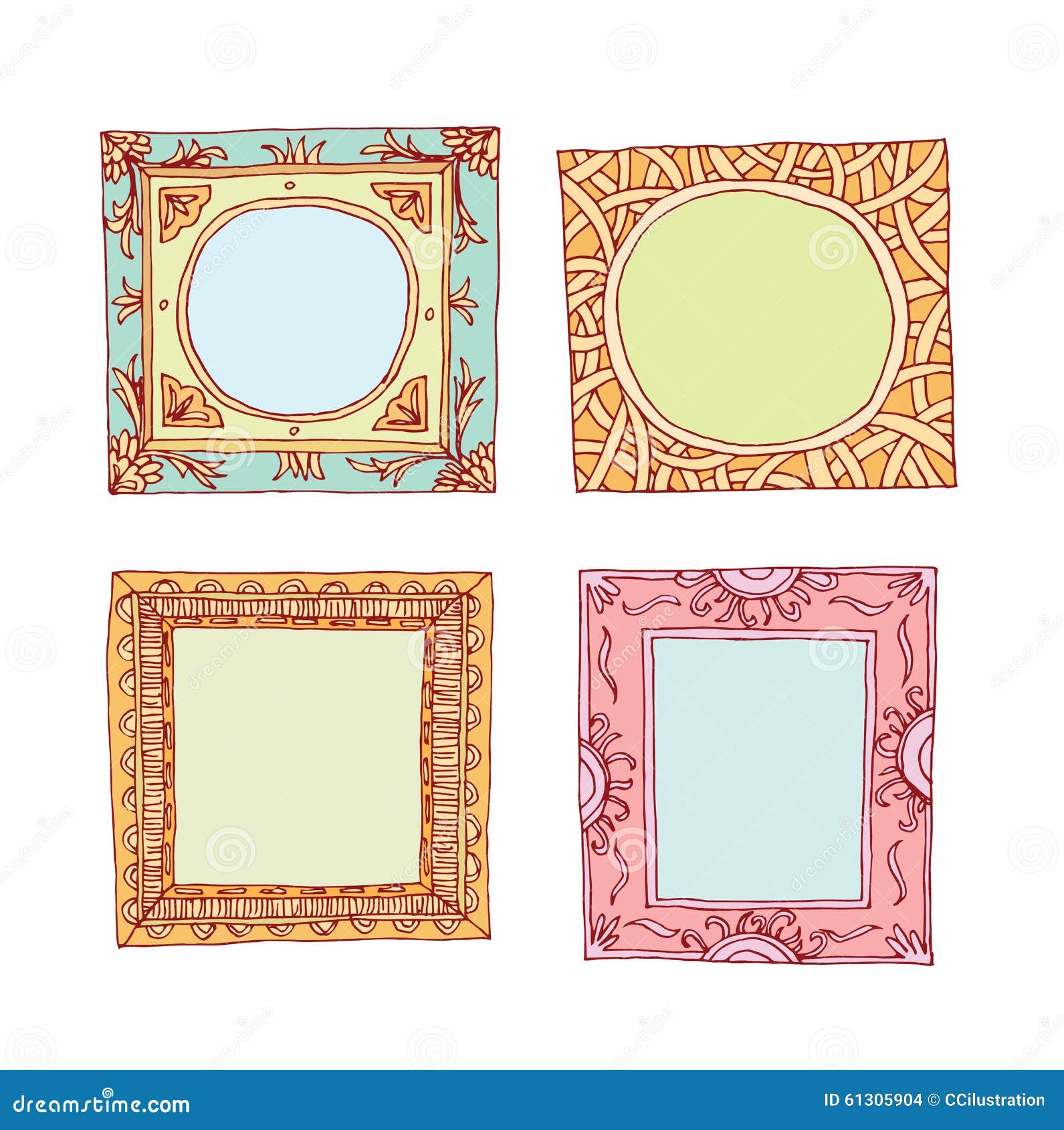 Set Picture Frames Portrait, Hand Drawn Illustration Stock Illustration ...
