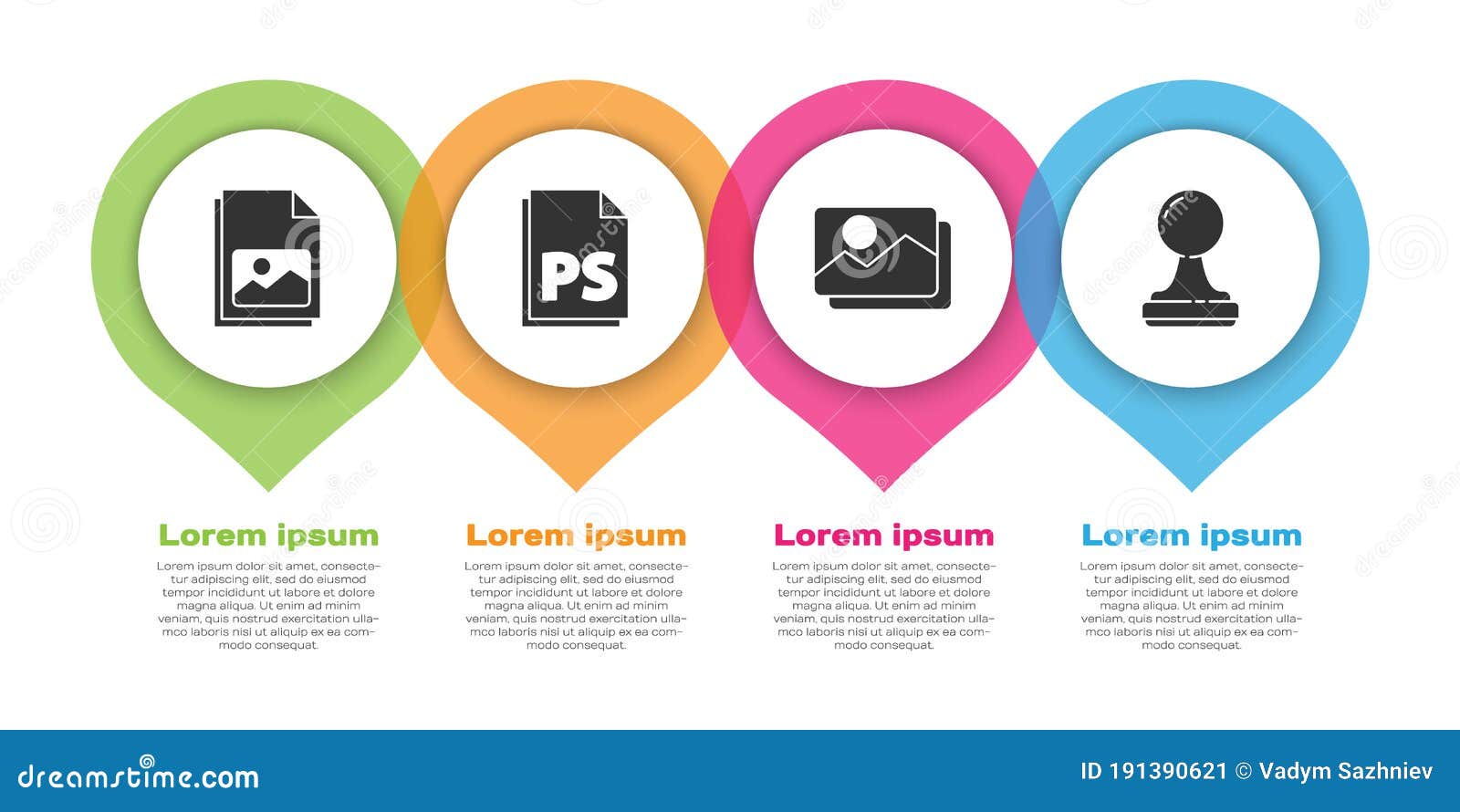 Set Picture Landscape, PS File Document, Picture Landscape and Stamp ...